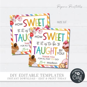 EDITABLE Teacher Appreciation Gift Tag, SWEETS Teacher Appreciation Tag ...
