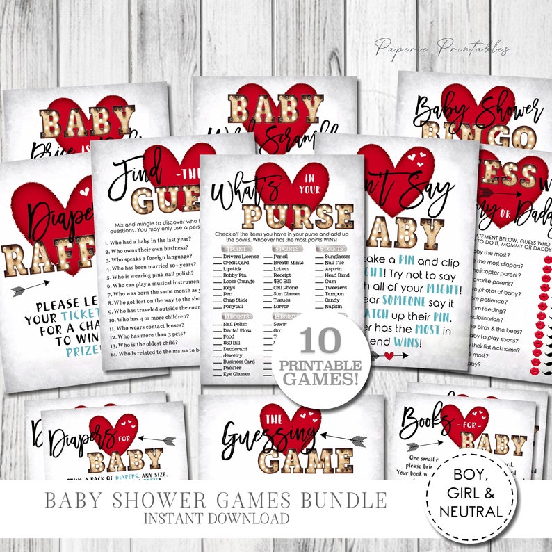 EDITABLE Valentine's Day Baby Shower Bundle Heartbreaker - Etsy