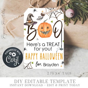 EDITABLE Happy Halloween Tag - Printable Halloween Favor Tags ...