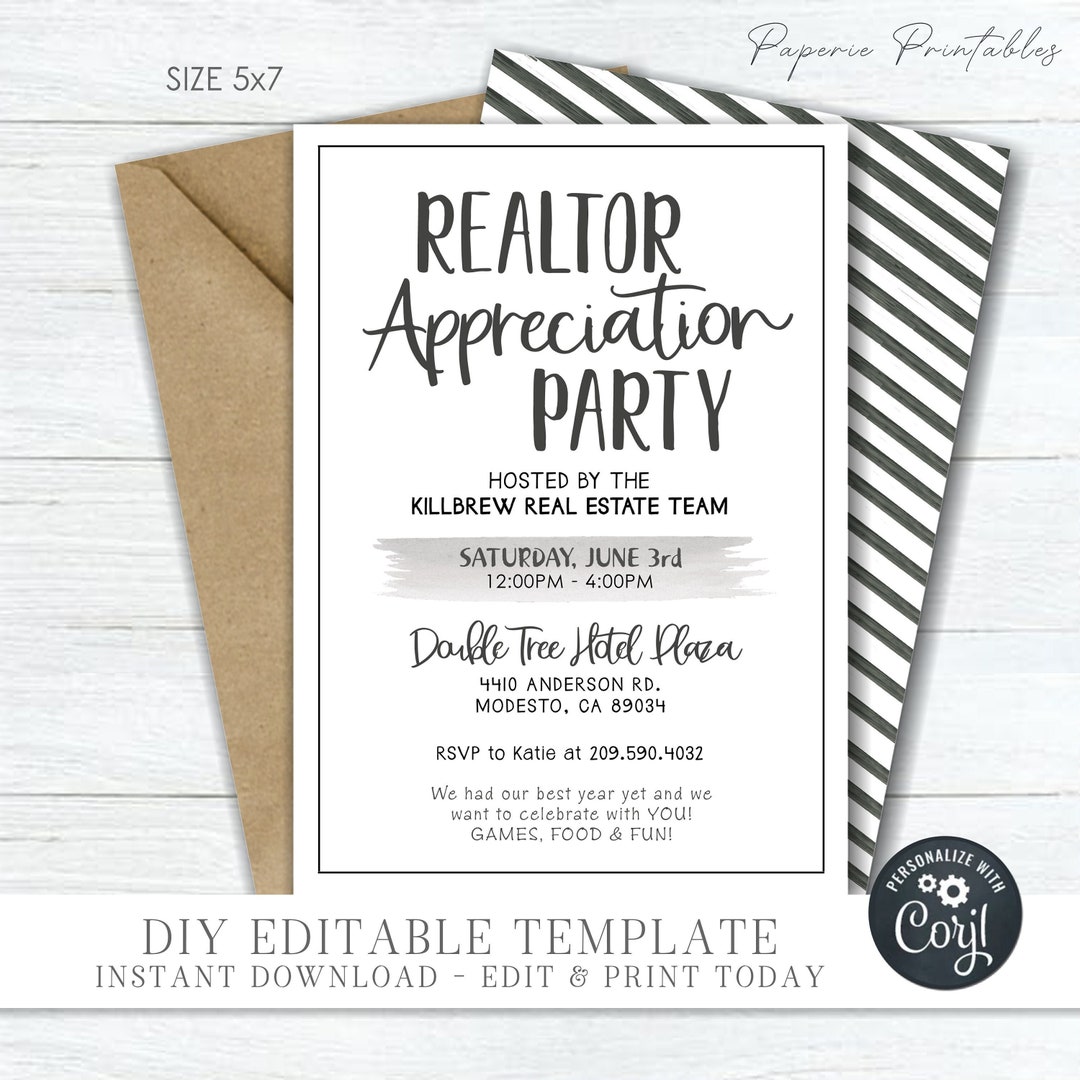Editable Realtor Appreciation Party Invitation (DIY Corjl Template) # ...