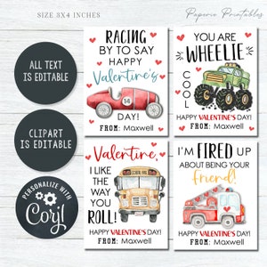 EDITABLE Transportation Valentine Cards, Kid Valentine Cards, School ...