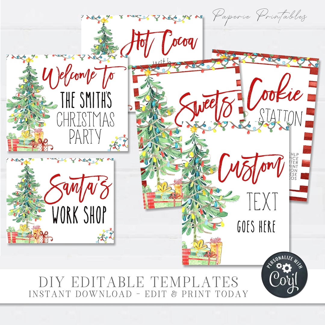 Editable Christmas Party Signs Bundle: DIY Holiday Decor (digital ...