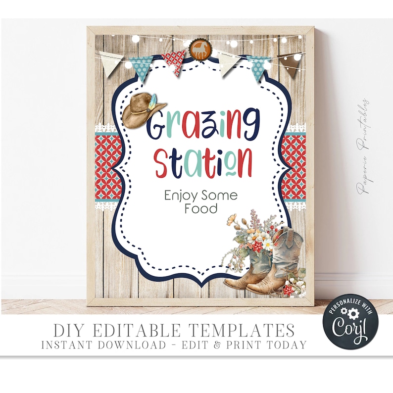 EDITABLE Cowboy Party Signs Western Party Signs Cowgirl - Etsy