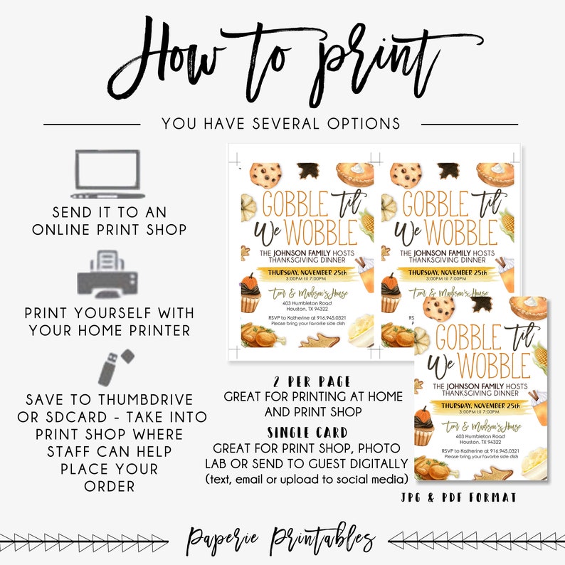 EDITABLE Gobble Til We Wobble Thanksgiving Party Invitation | Etsy