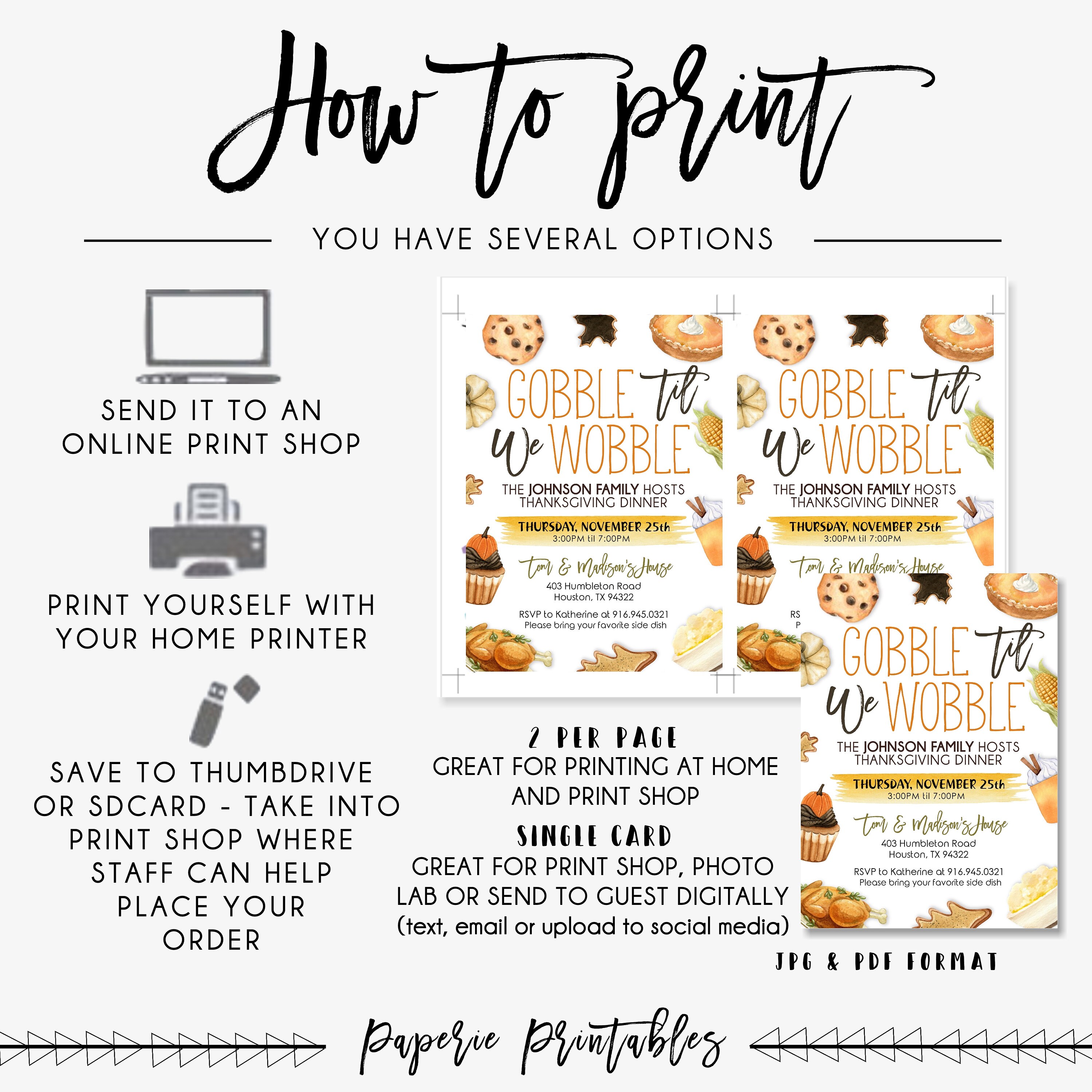 EDITABLE Gobble Til We Wobble Thanksgiving Party Invitation - Etsy