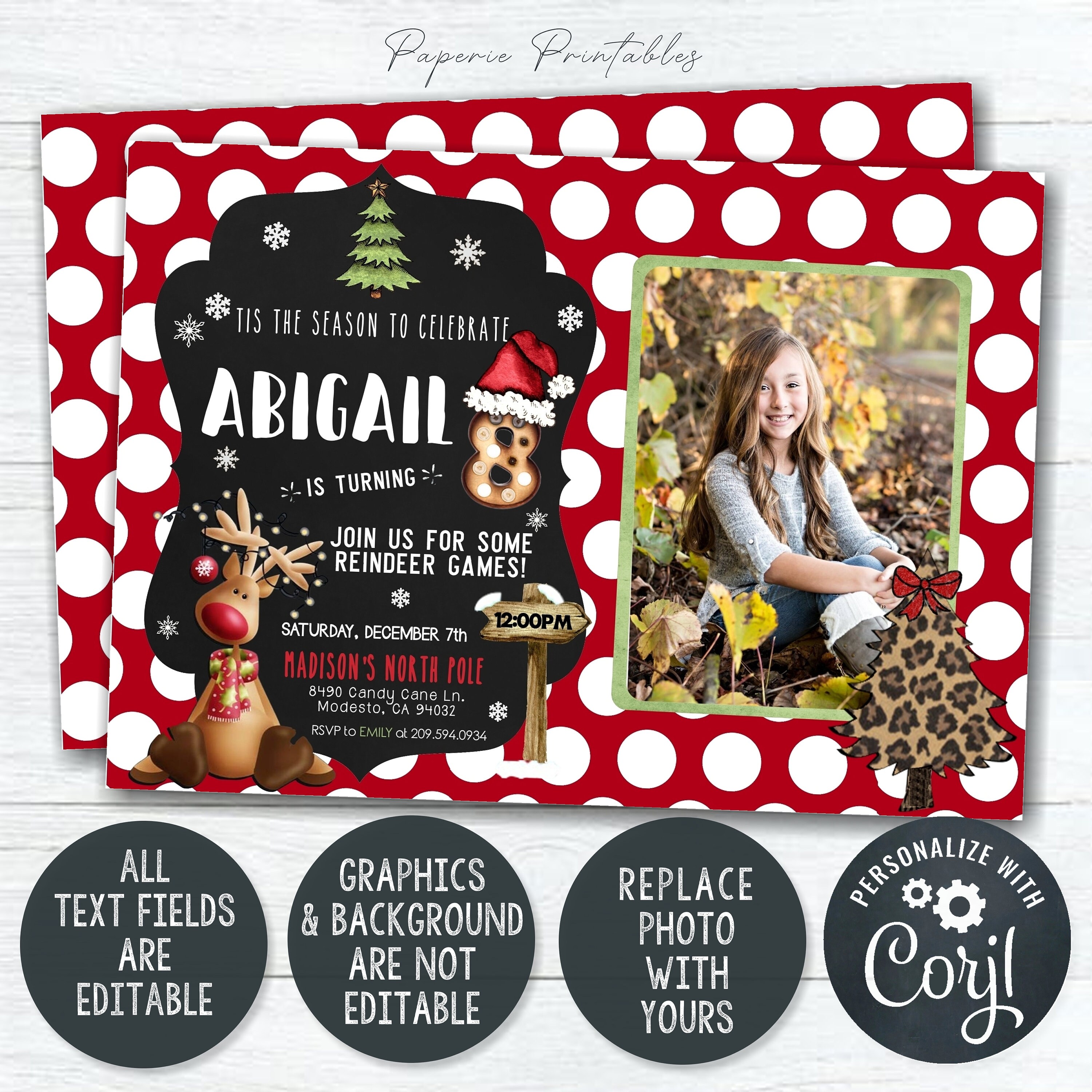 EDITABLE Christmas Birthday Invitation Girl Boy Twins & | Etsy