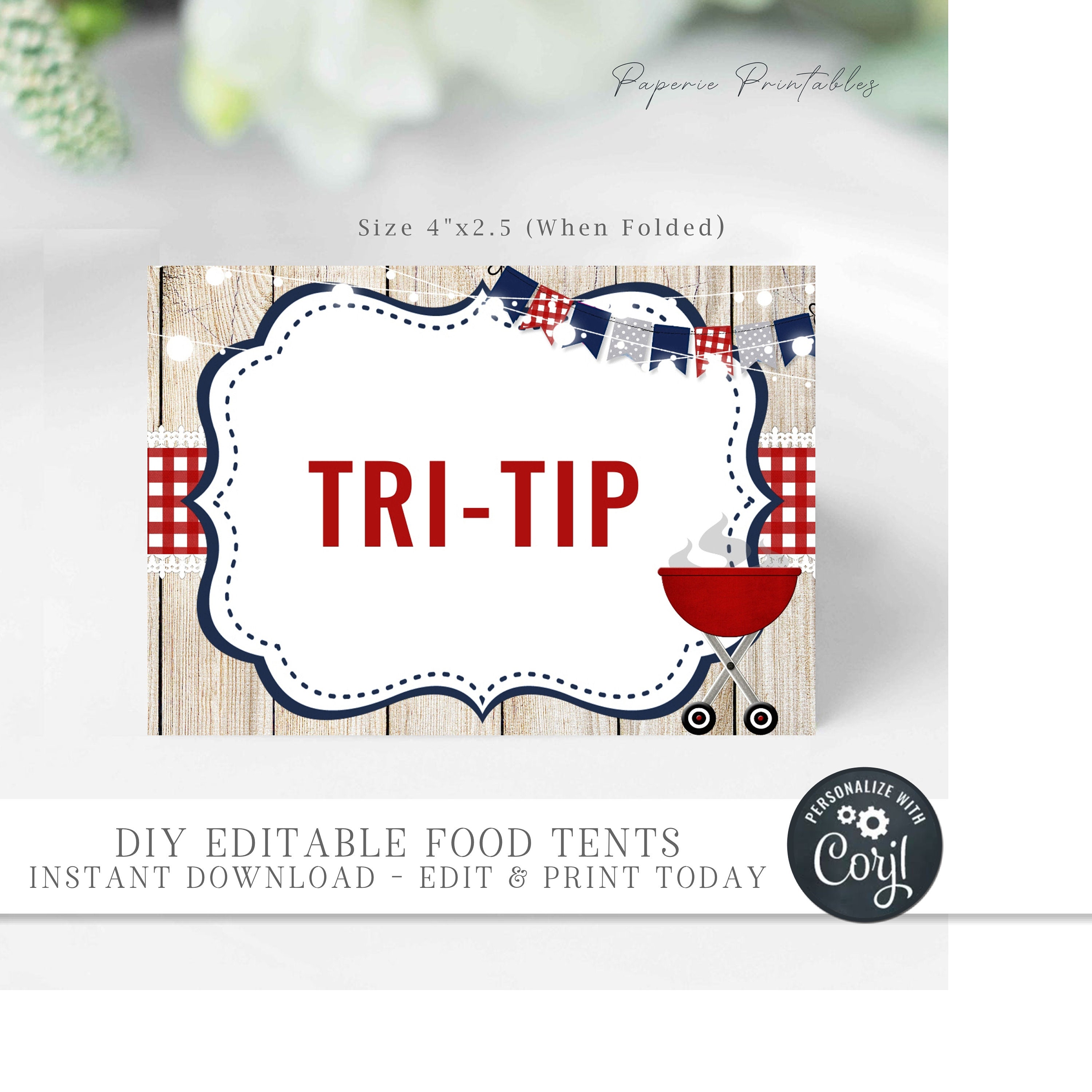 Editable Summer BBQ Food Labels and Table Sign (digital Download) # ...