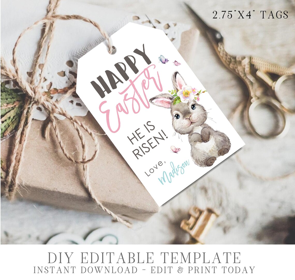 EDITABLE Happy Easter Gift Tags Easter Treats Tags Fully - Etsy