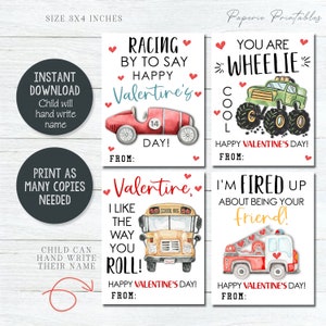 Transportation Valentine Cards, Kids Valentine Card, Transportation ...