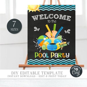 Editable Boy Pool Party Welcome Sign Pool Party Welcome Sign Welcome to ...