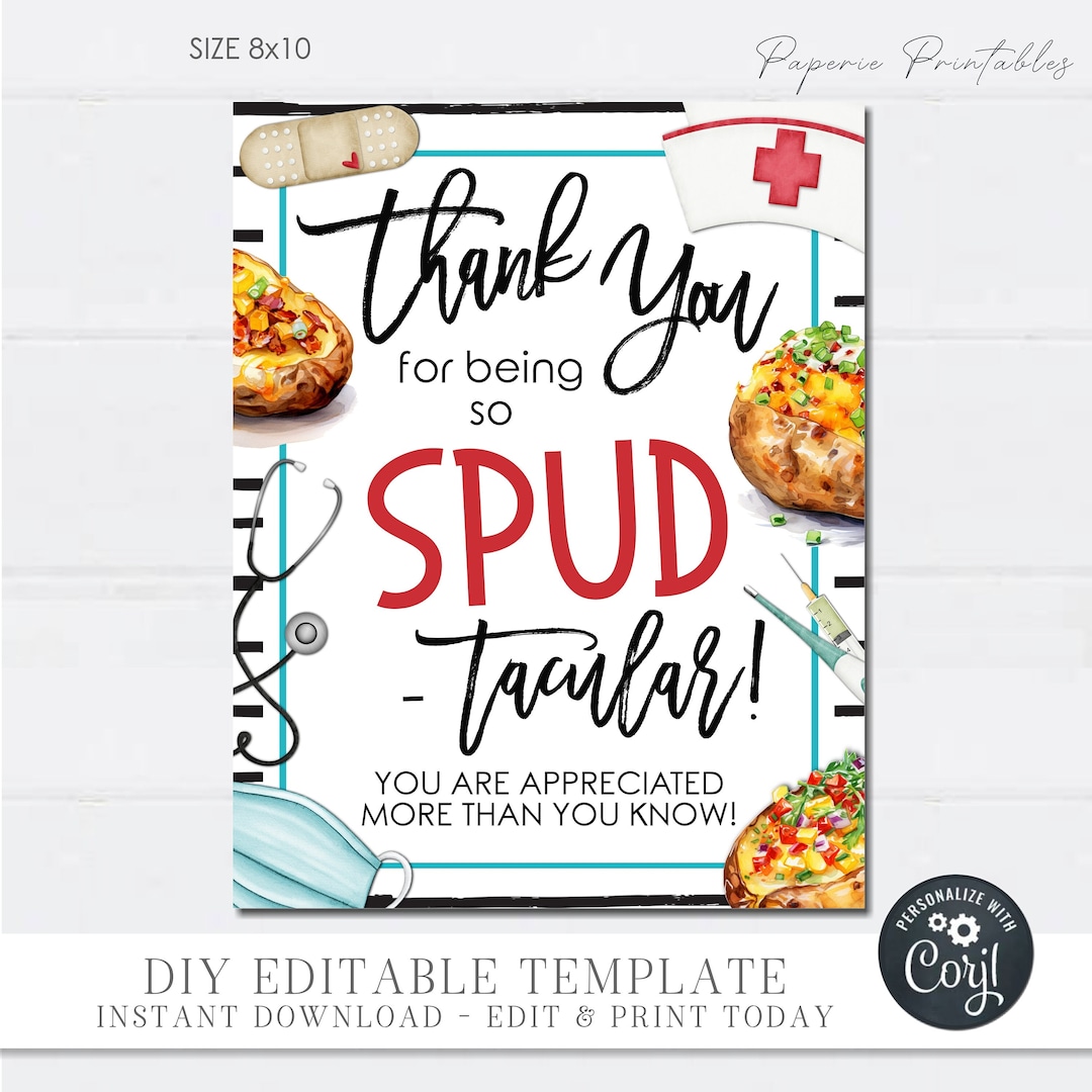 Editable Baked Potato Bar Nurse Appreciation Sign (digital Download ...