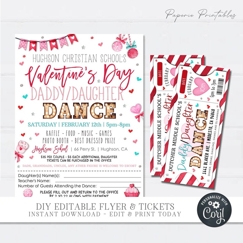 EDITABLE Daddy Daughter Dance Flyer and Ticket Combo - Etsy