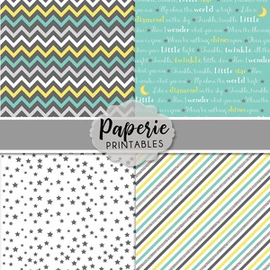 Twinkle Twinkle Little Star Pattern Digital Paper - 8.5x11 Digital ...