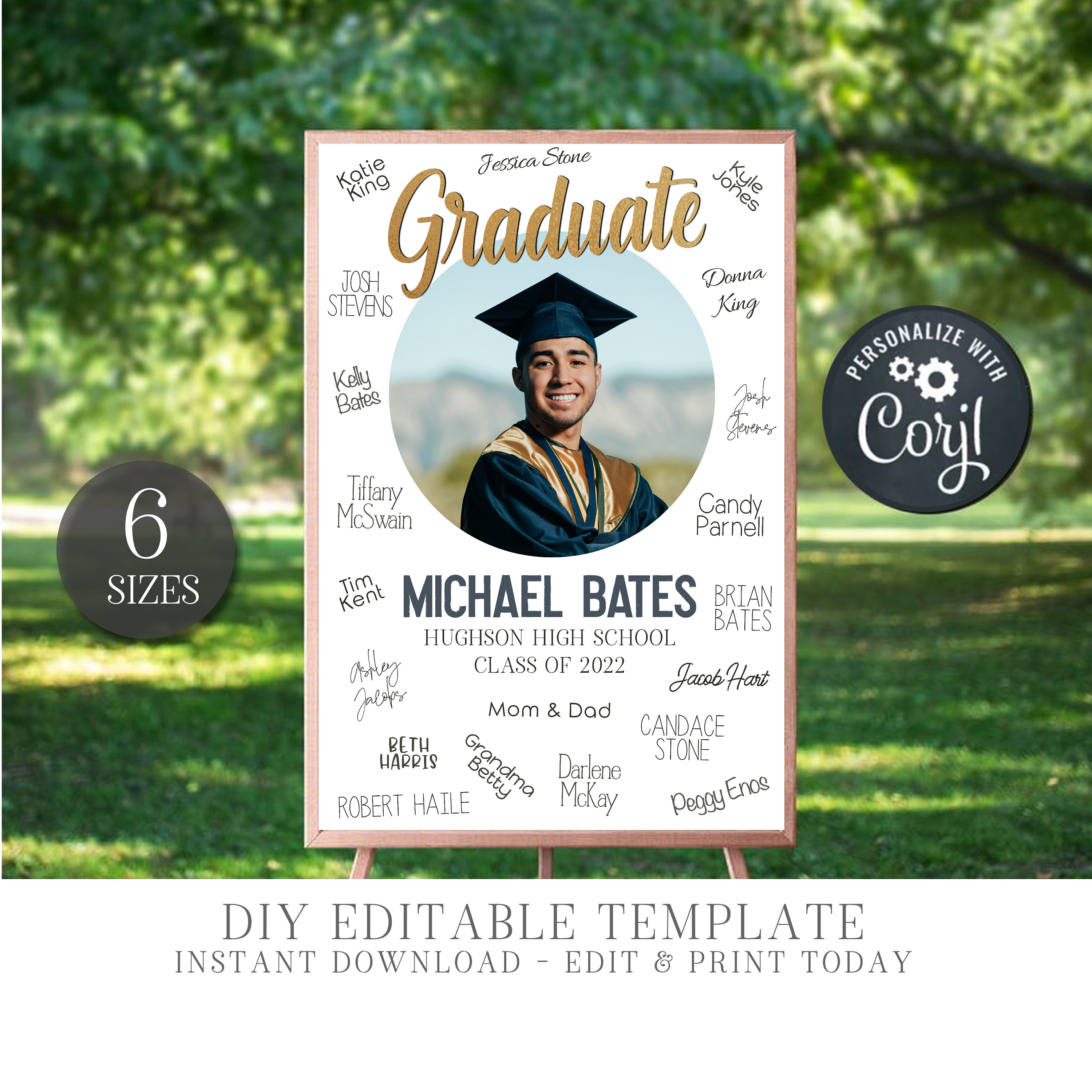 Editable Graduation Guest Book Signature Board (digital Download) #GP45 ...