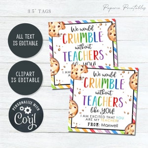 EDITABLE Cookie Teacher Gift Tag, Thank You First Day of School Teacher ...