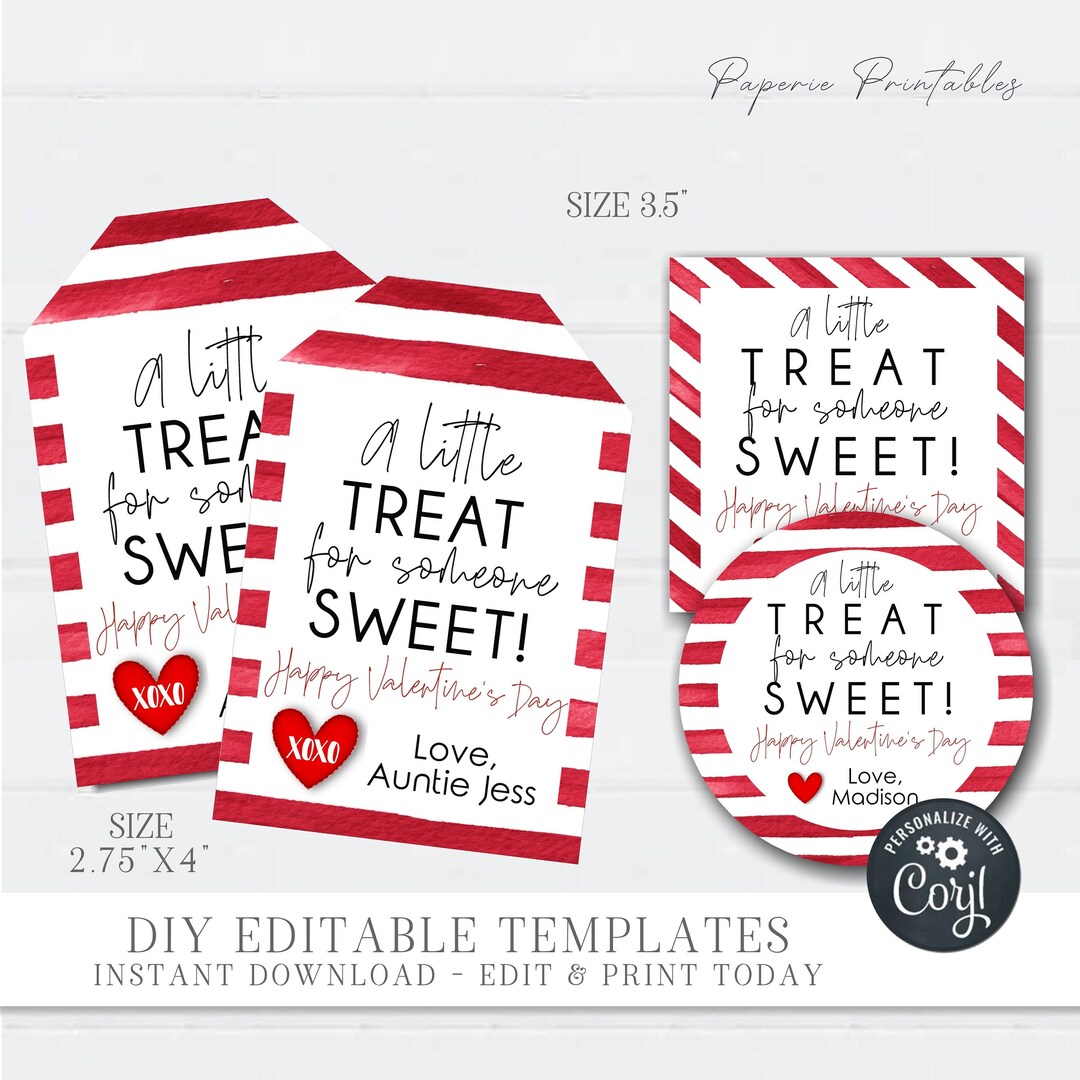Editable Valentine's Day Gift Tag, A Little Treat for Someone Sweet ...