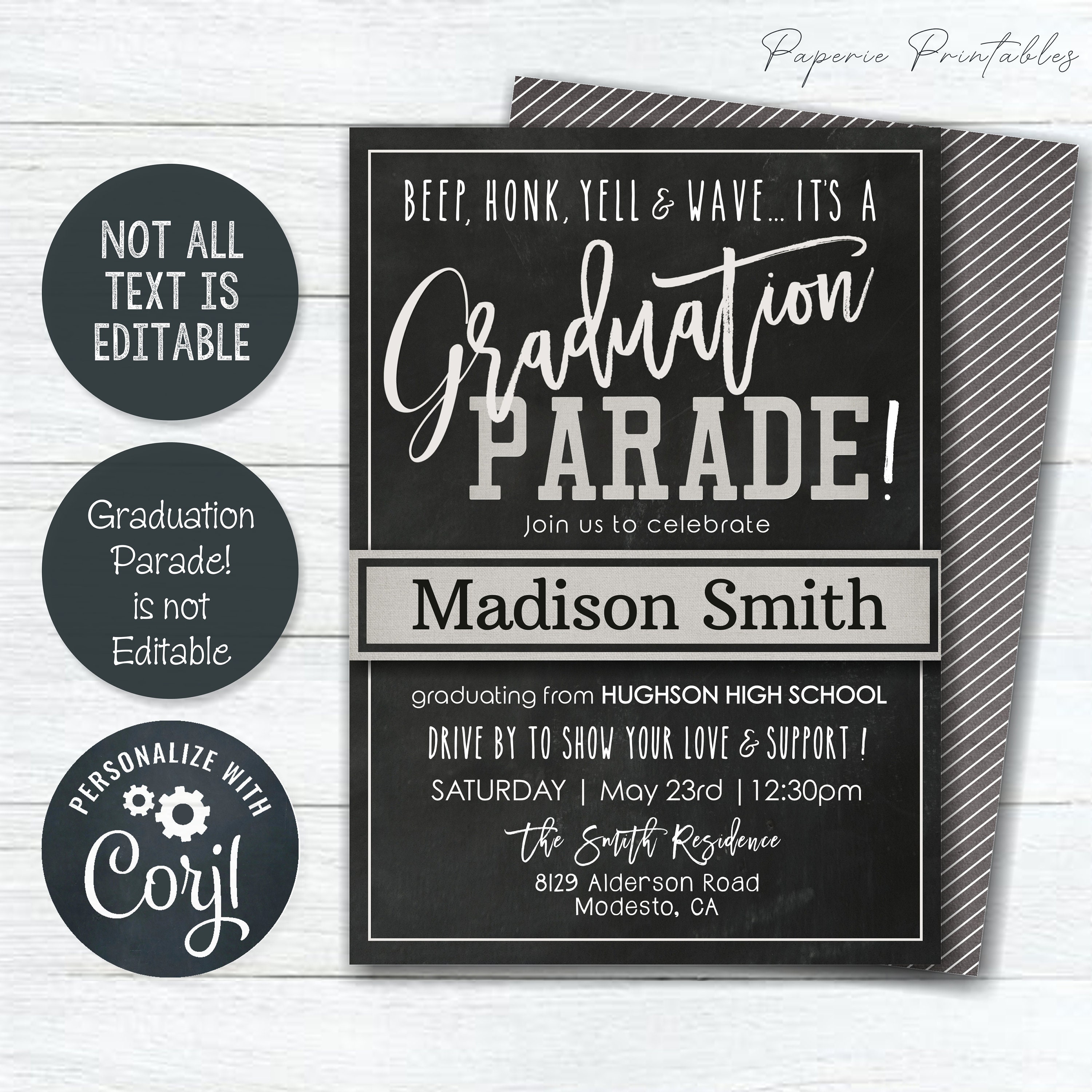 EDITABLE Graduation Parade Invitation Drive by Graduation - Etsy