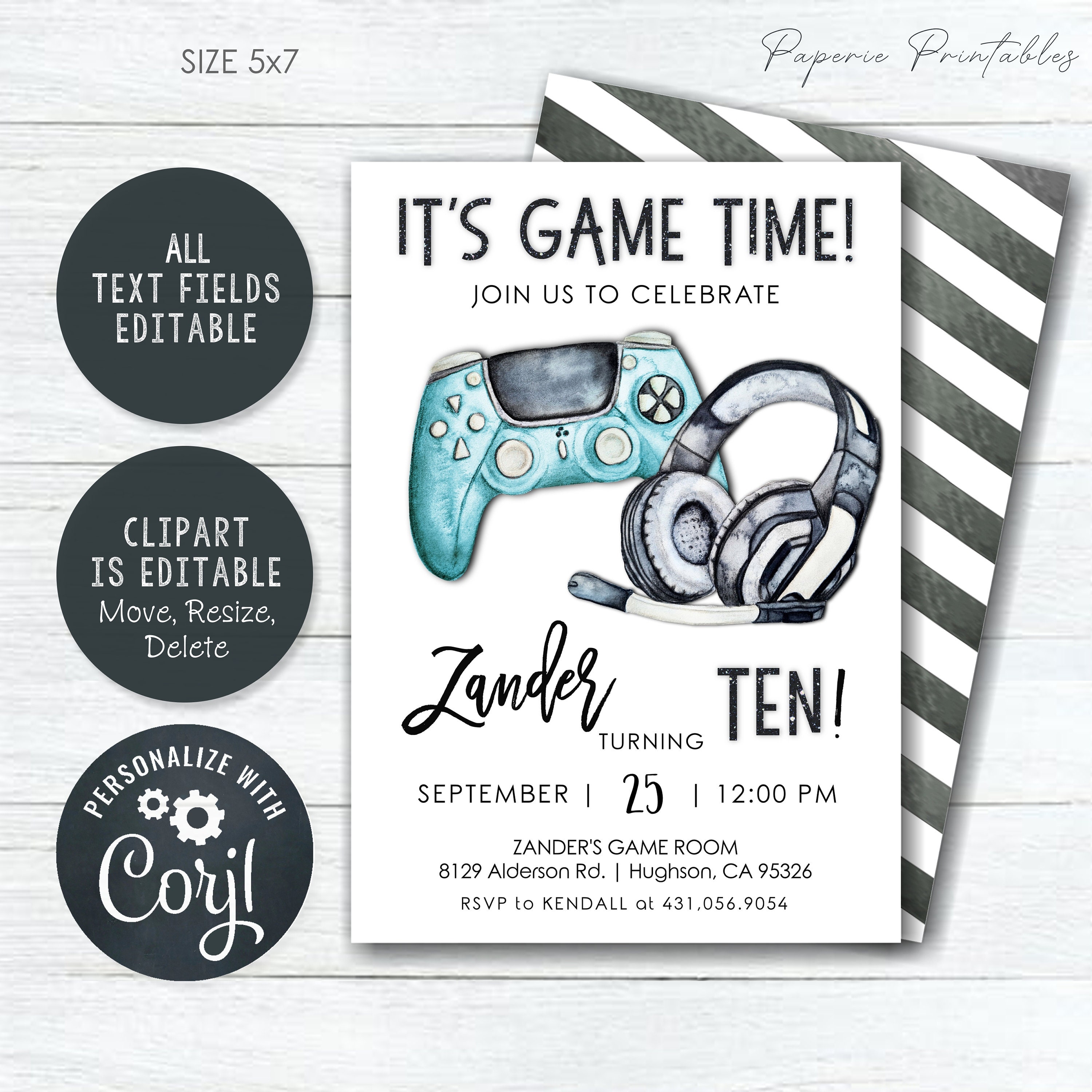 EDITABLE Boy Gaming Birthday Invitation Video Game Birthday - Etsy Hong ...