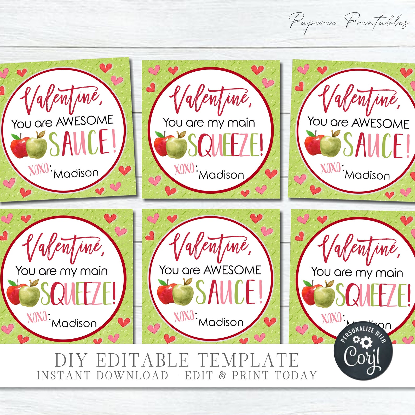 Editable Valentine Tags You Are AWESOME Sauce Valentine Tags | Etsy