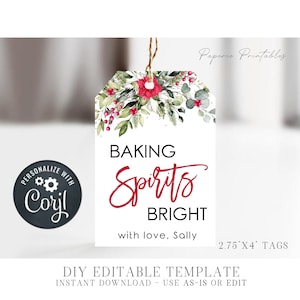 Editable Baking Spirits Bright Tag, Baking Spirits Bright Gift Tag ...