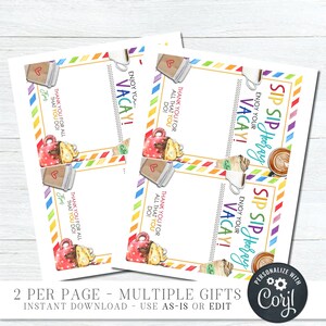 Editable Teacher Appreciation Gift Card Holder: Sip Sip Hooray (DIY ...