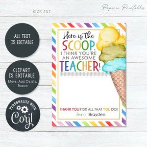 EDITABLE Teacher Appreciation Gift Card Holder, Here's the Scoop ...