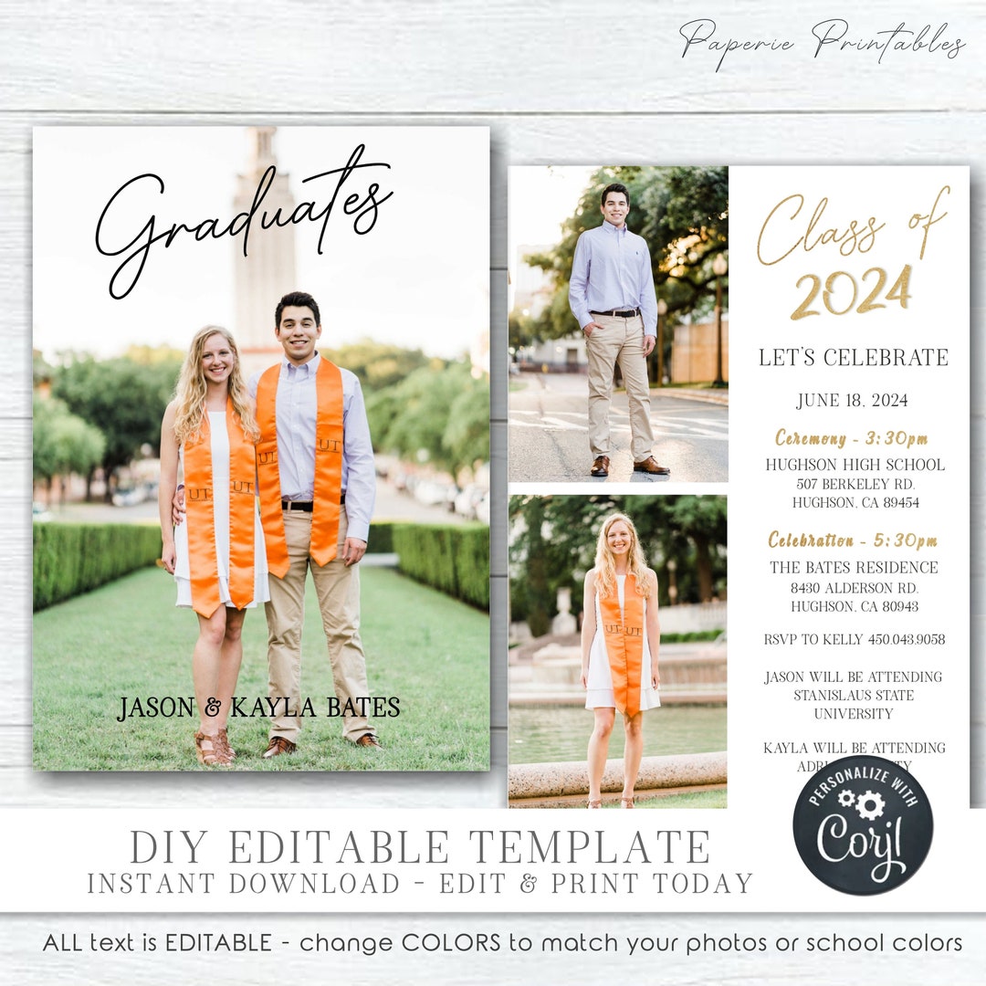 Editable Graduation Party Invitation: Class of 2024 (digital Download ...