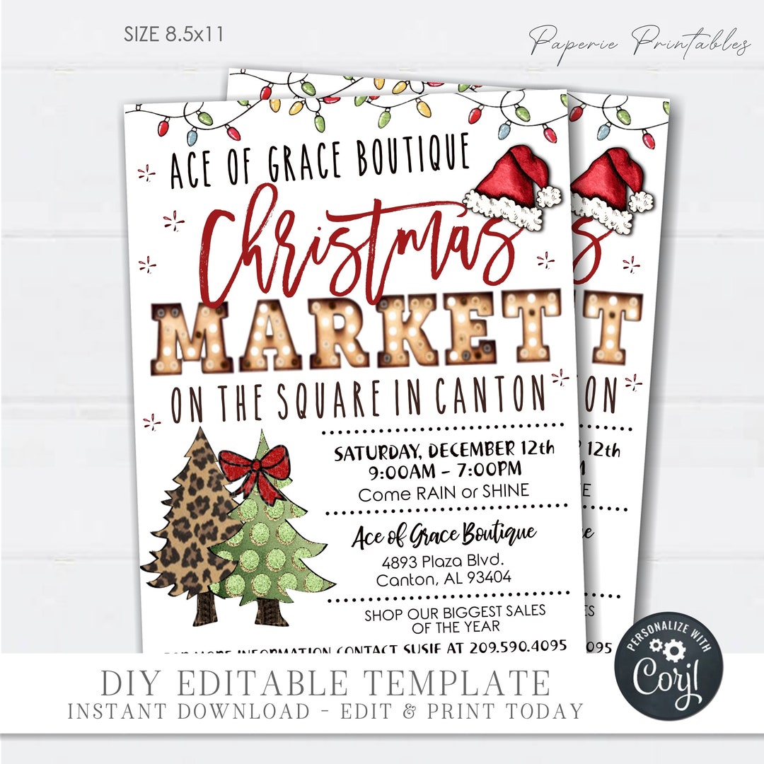 EDITABLE Christmas Market Flyer, Christmas Market Shopping Flyer ...