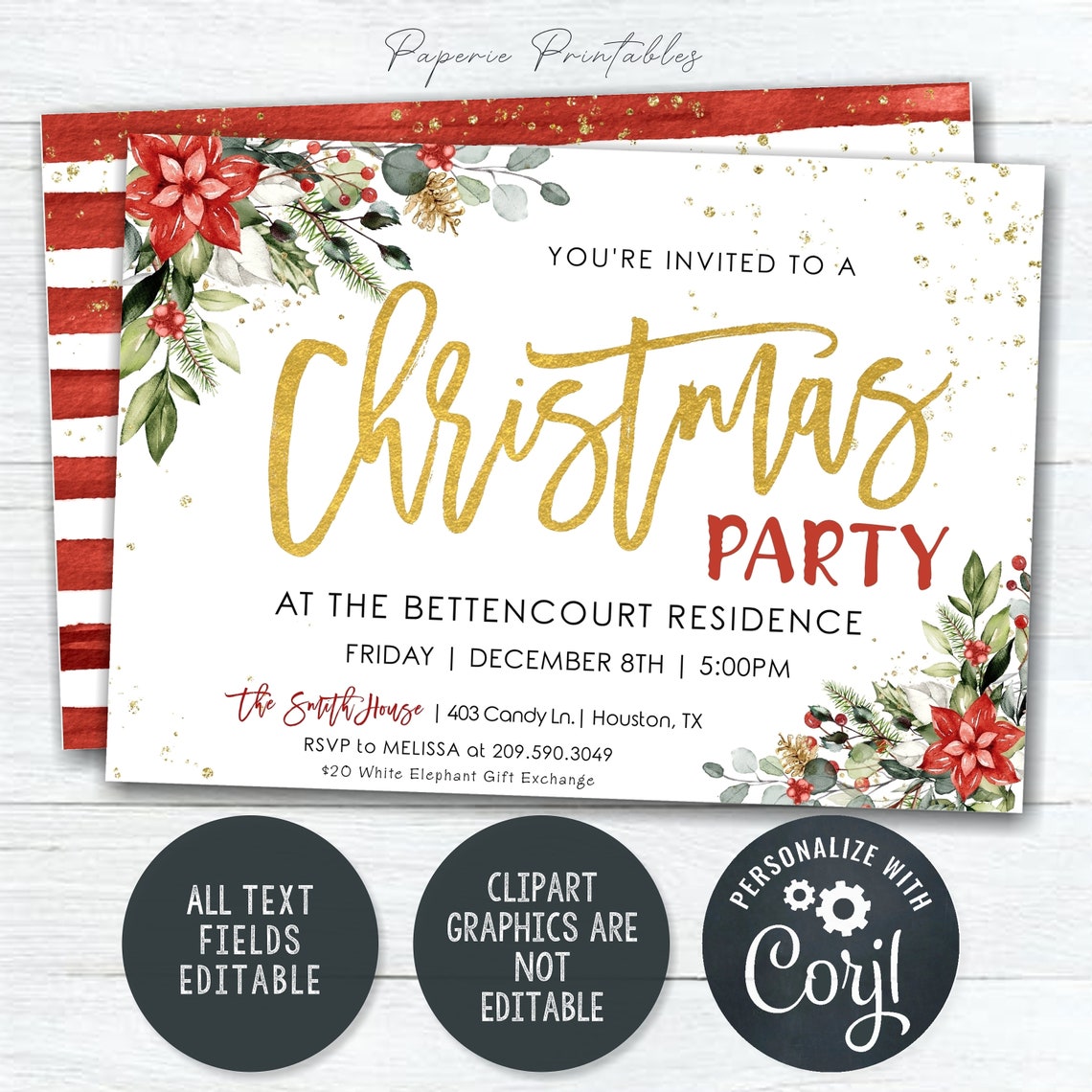 EDITABLE Christmas Party Invitation Template Holiday Party - Etsy