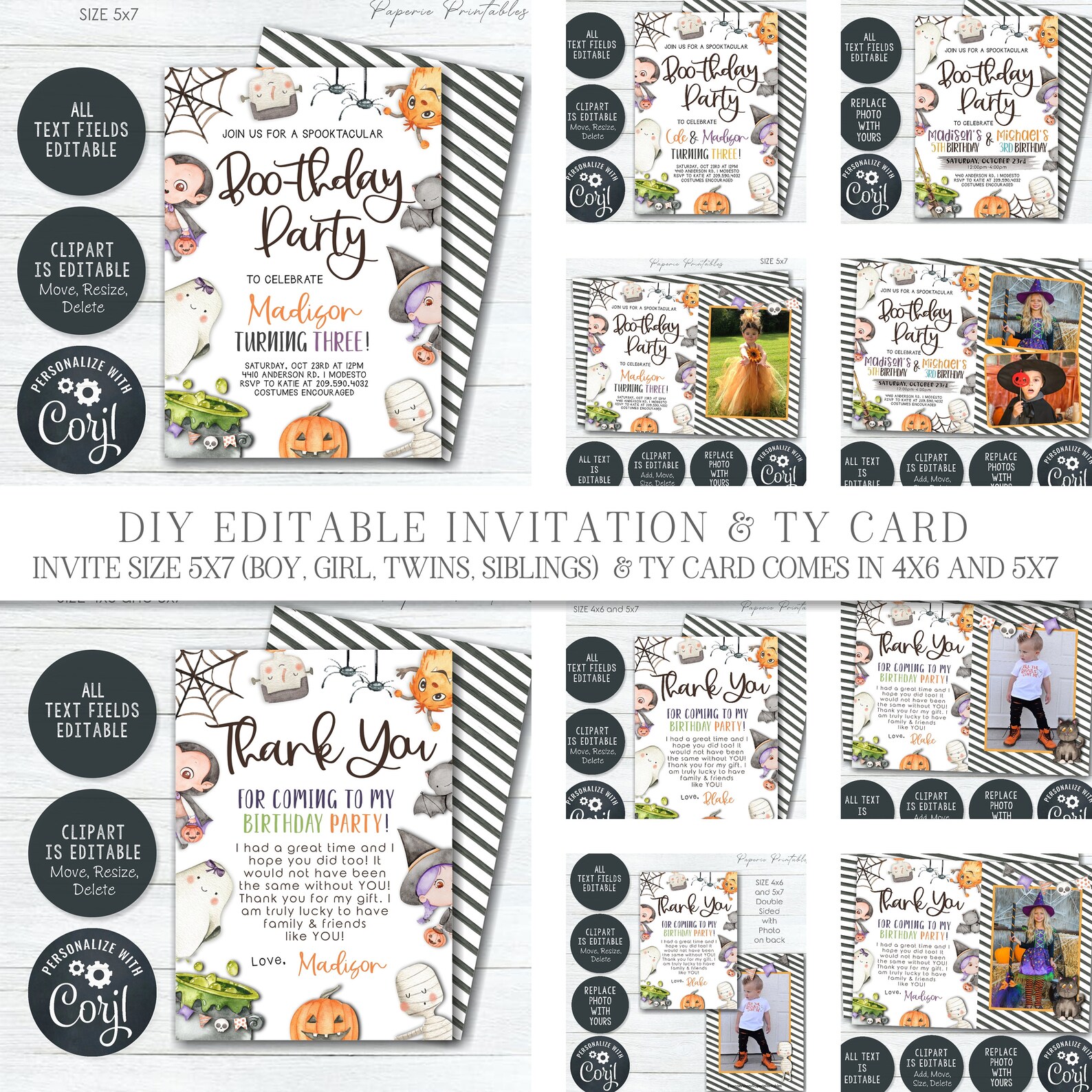 EDITABLE Halloween Birthday Party Bundle Halloween Party - Etsy