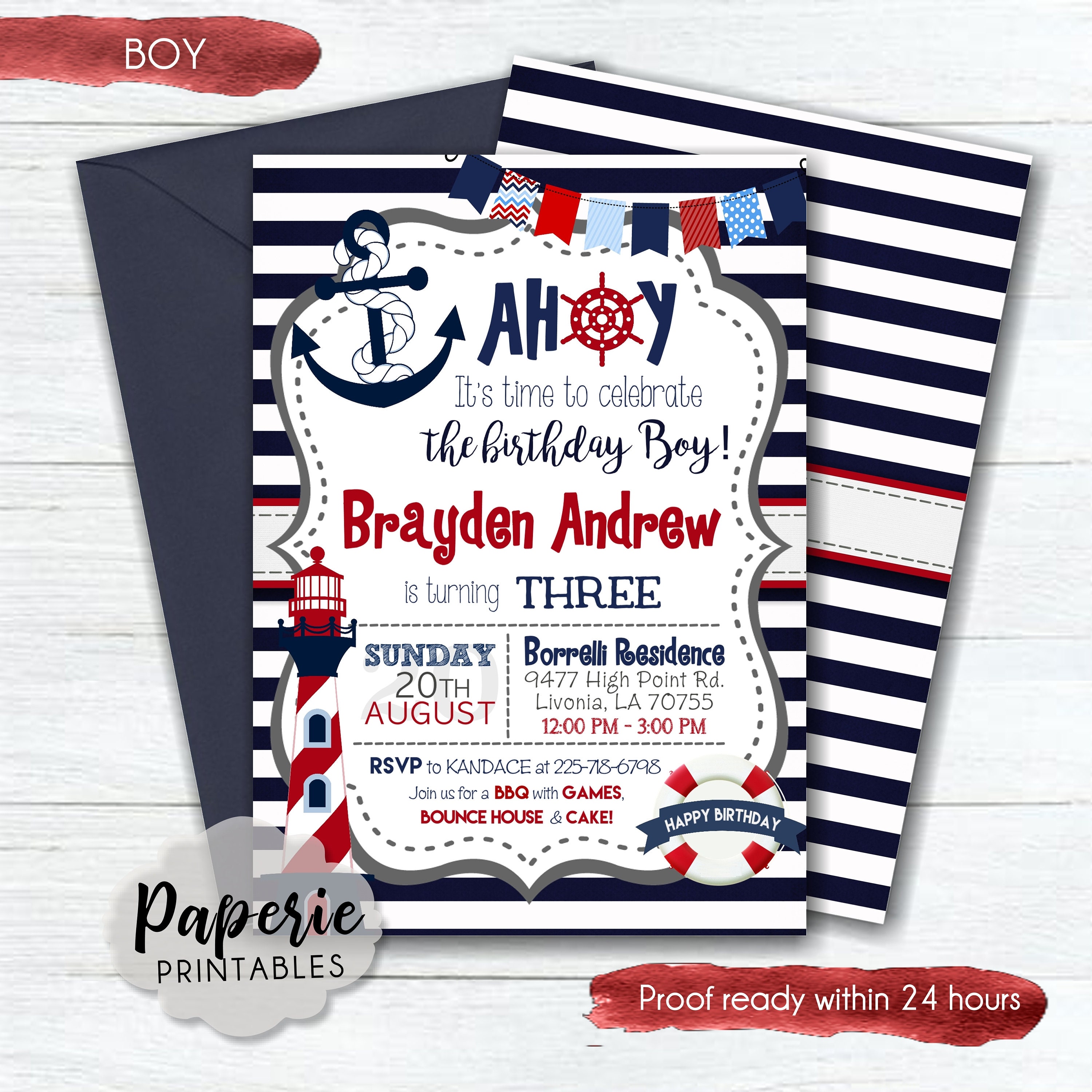 Nautical Birthday Party Invitation Sailor Birthday - Etsy