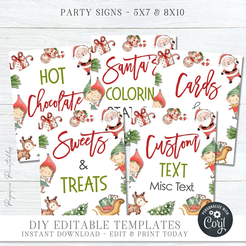 Editable Christmas Party Signs: DIY Holiday Decor (digital Download) # ...