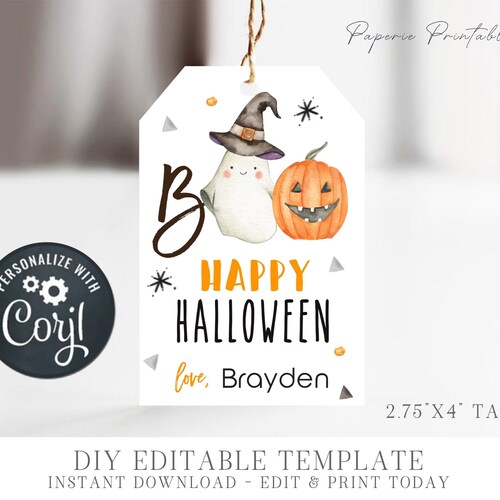 Printable Happy Halloween Gift Tag Trick or Treat Favor Bag - Etsy