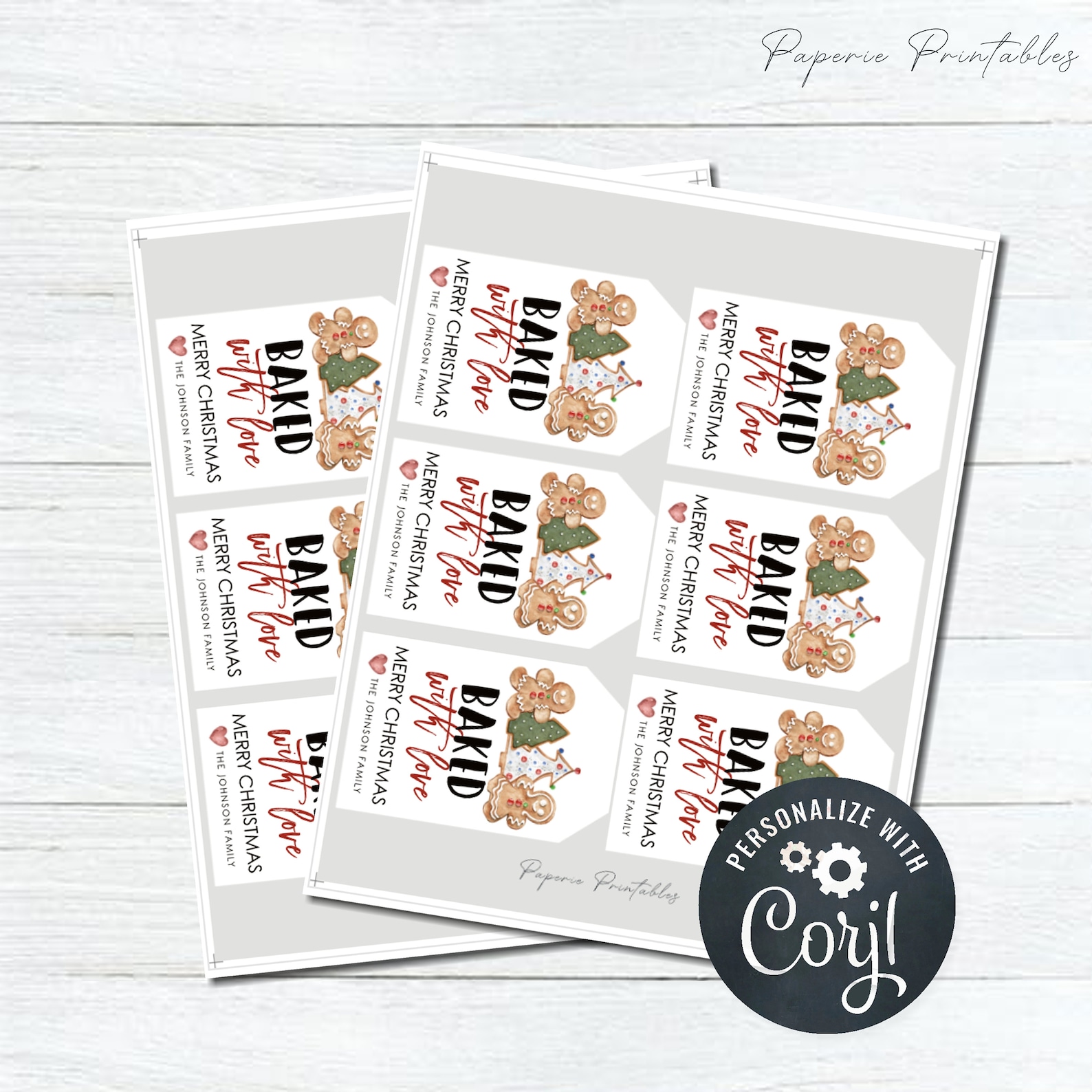 Editable Baked With Love Gift Tag Baked With Love Labels - Etsy