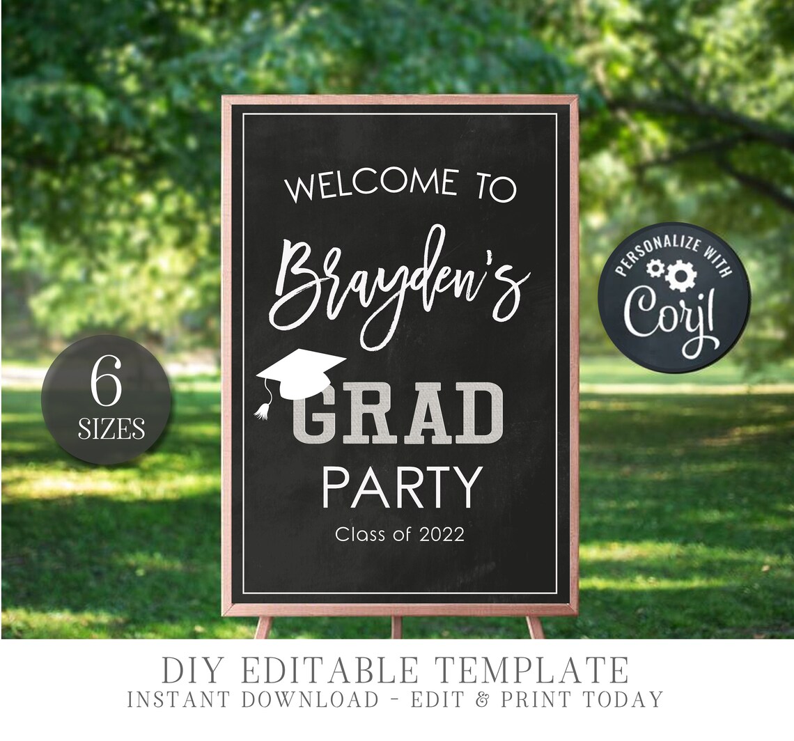 EDITABLE Graduation Party Welcome Sign Graduation Party - Etsy