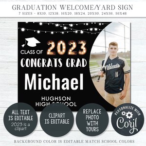 EDITABLE Graduation Yard Sign Class of 2023 Graduation Sign - Etsy
