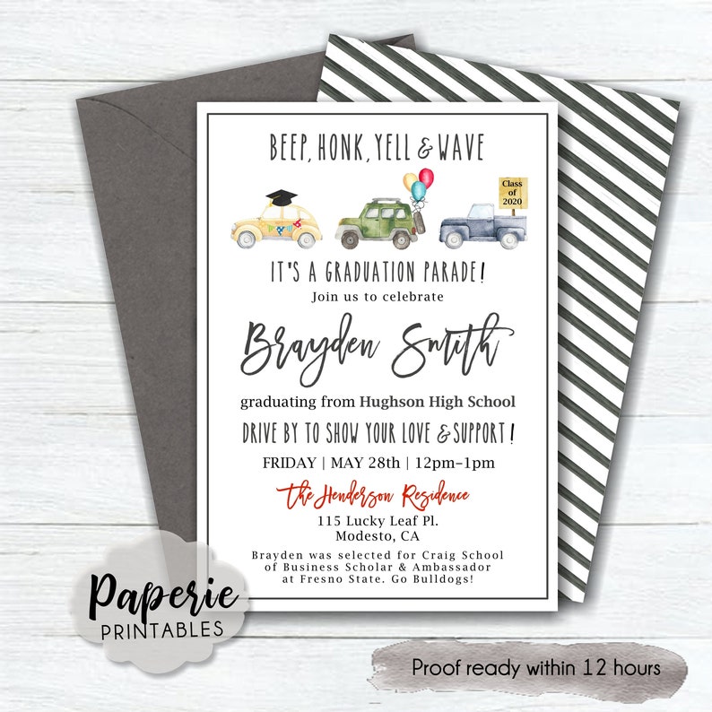 Graduation Parade Drive by Graduation Parade Invitation - Etsy