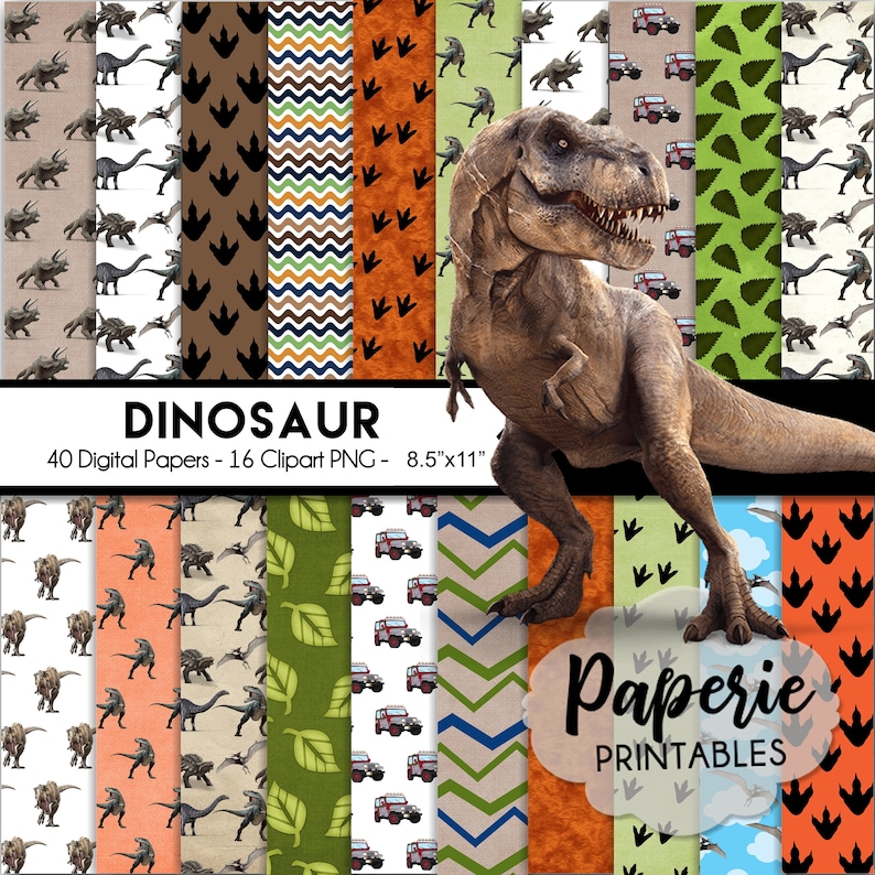 Dinosaur Digital Paper 8.5x11 Digital | Etsy