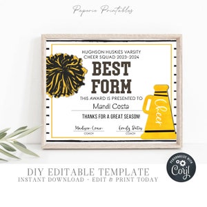 Editable Cheerleading Awards, End of Season Award, Cheer Team Party ...