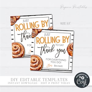 Editable Cinnamon Rolls Thank You Gift Tag (DIY Corjl Template) #TAW20 ...