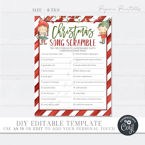 Christmas Song Word Scramble