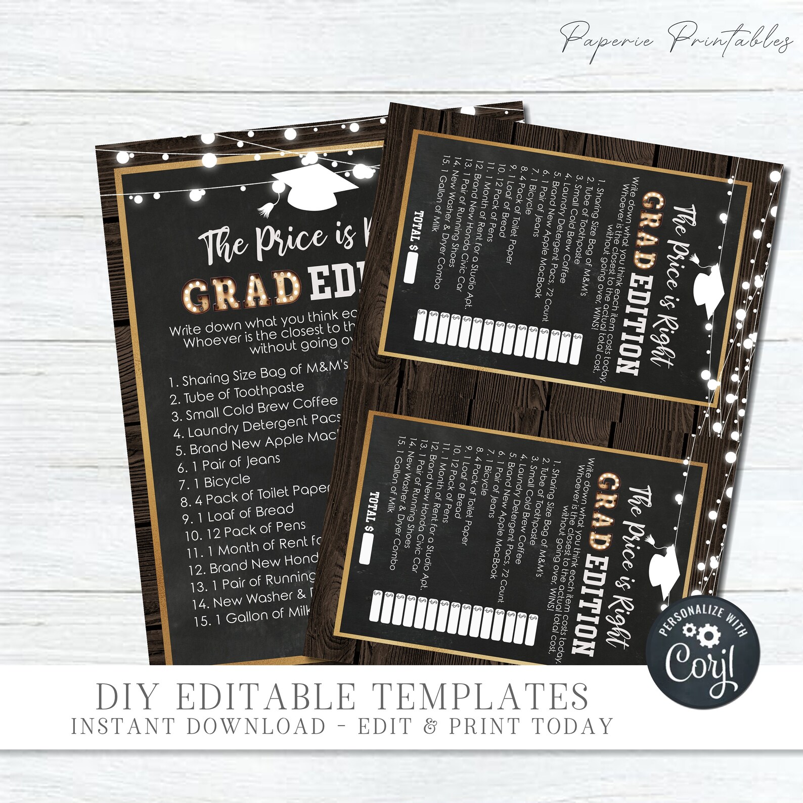 Editable Graduation Party Games Price is Right Graduation - Etsy