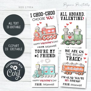 Editable Train Valentine Tags, Kids Valentine Cards, School Valentine ...