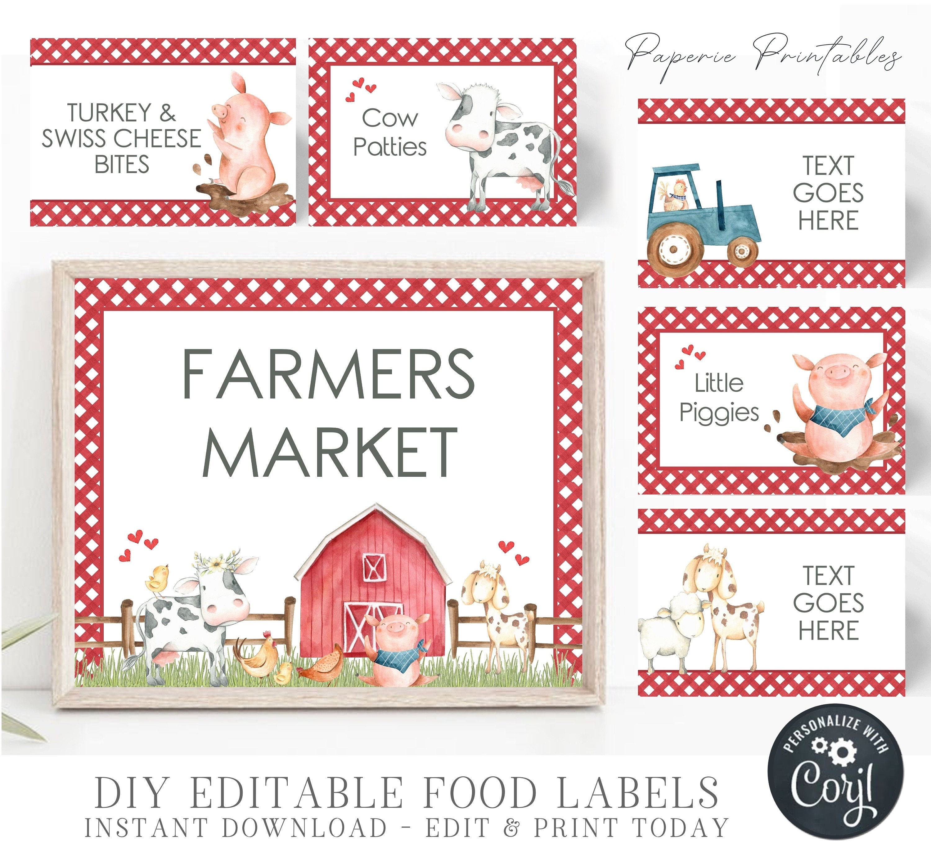 EDITABLE Farm Food Label Tent Cards Farm Animals Food Label - Etsy Canada