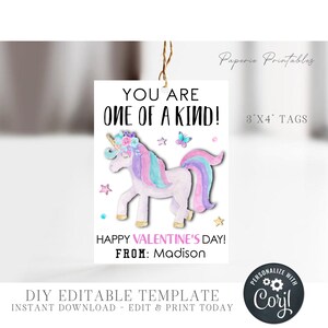 EDITABLE Unicorn Valentine Cards, Kid Valentine Cards, School Valentine ...