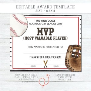 Editable Softball Award Certificates: Team Party Printables (DIY W ...