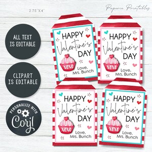 Editable Valentine's Day Gift Tag, Happy Valentine's Day Tag, Valentine ...