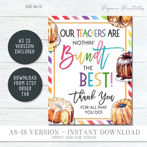 Editable Bundt Cake Teacher Appreciation Sign (digital Download) #TAW12 ...