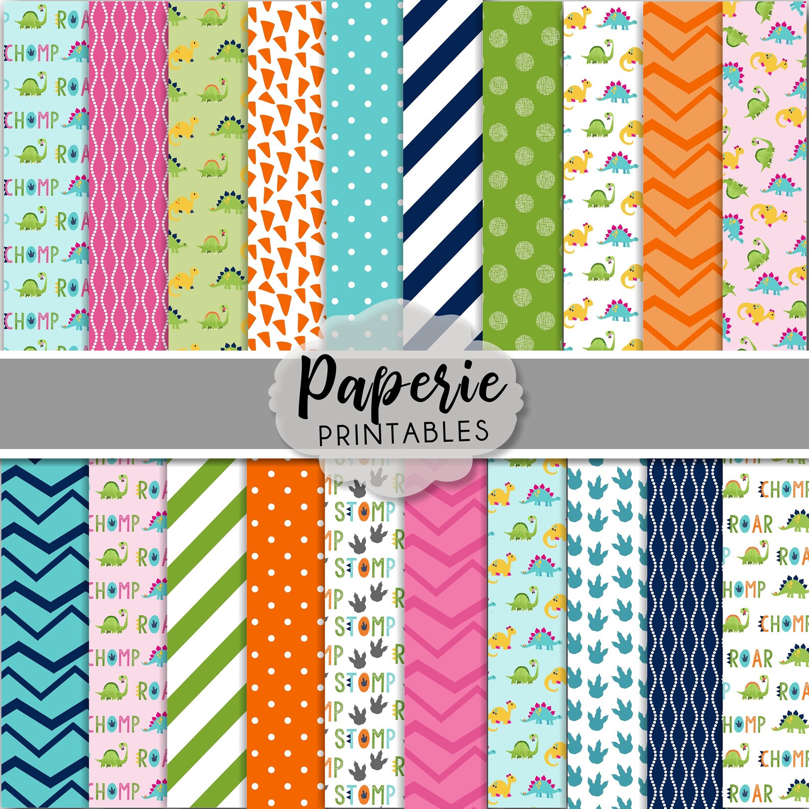 Little Dinosaurs Digital Paper 12x12 Digital Scrapbooking - Etsy