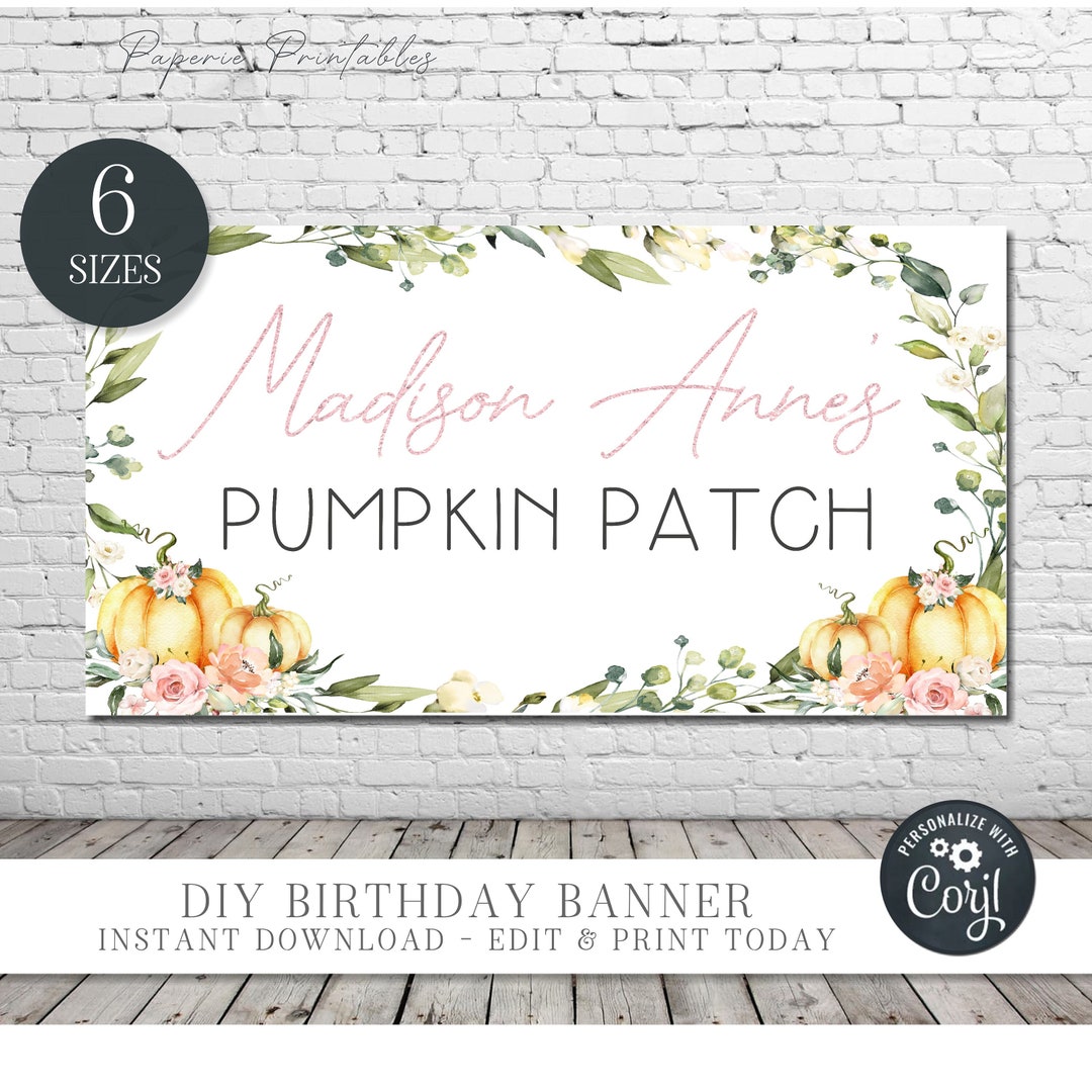 Pumpkin Patch Birthday Banner: Boho Fall Party Decor (DIY Editable With ...